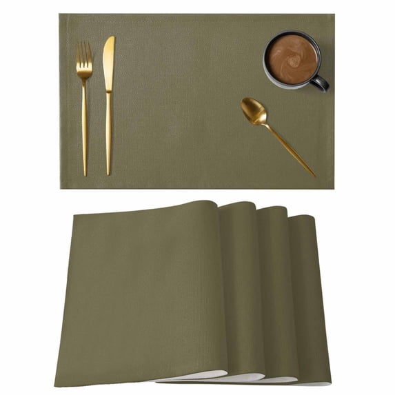 Abstract Solid Color Placemats Set of 8, Simple Avocado Dark Low ...