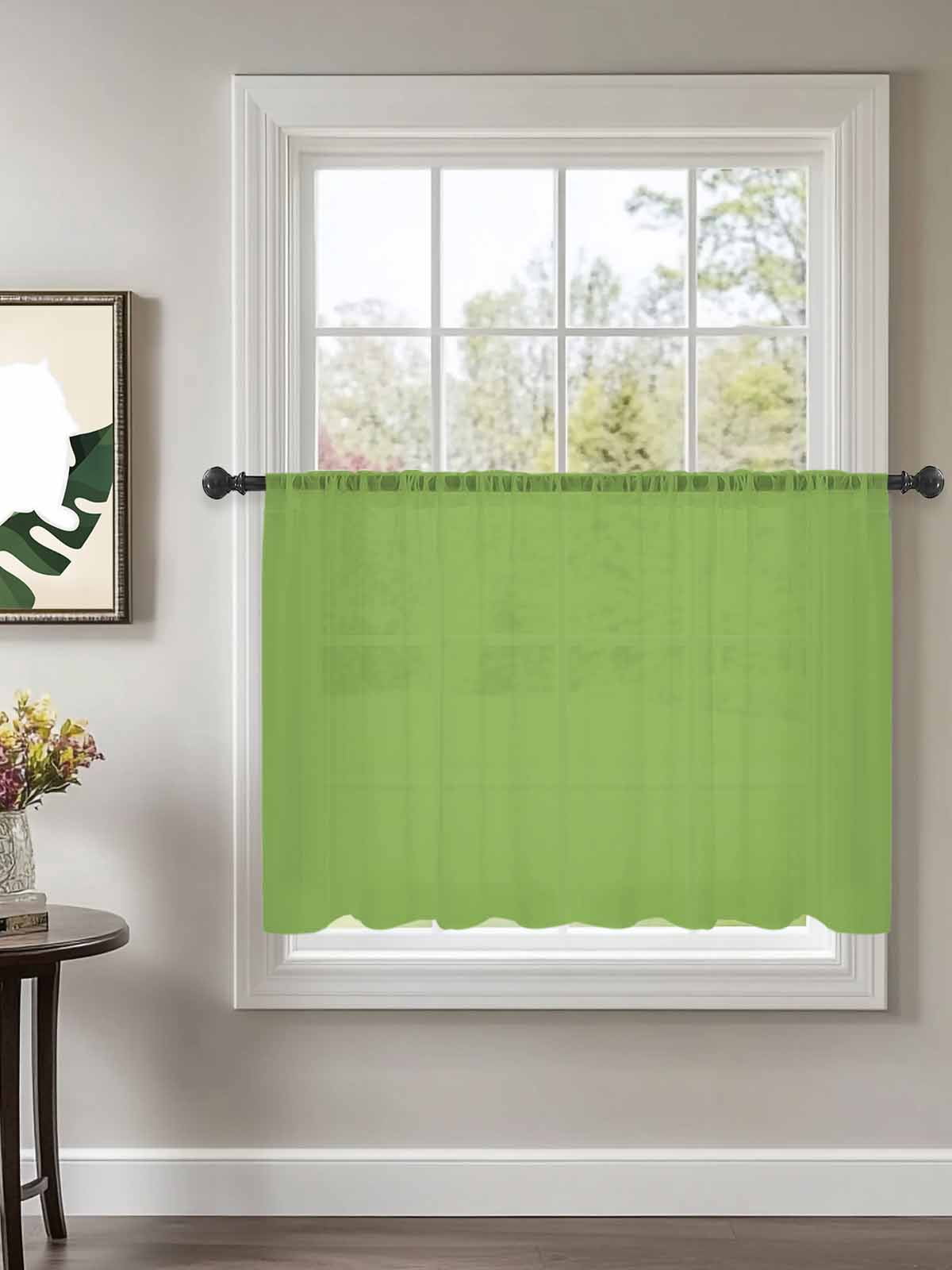 Abstract Solid Color Sheer Curtains 54 Inch Long 1 Panel Simple Avocado ...
