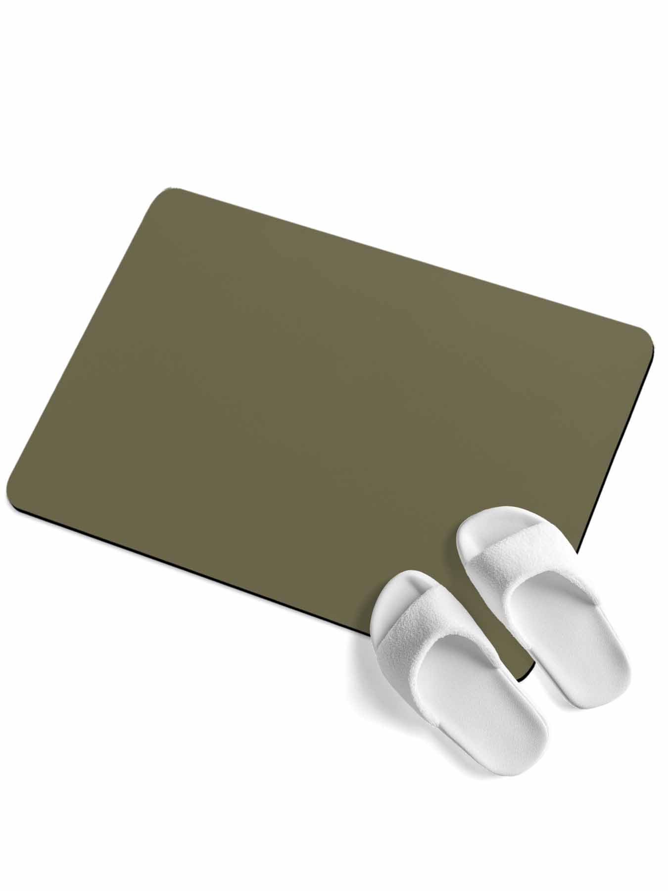 Abstract Solid Color Soft Diatomaceous Earth Mat, Simple Avocado Dark ...