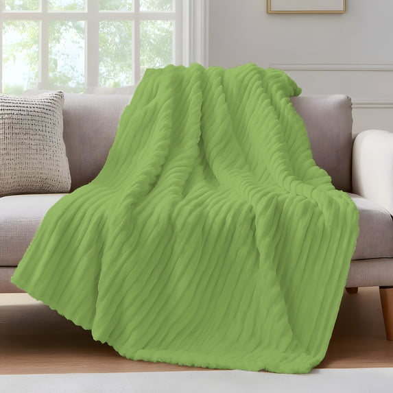 Abstract Solid Color Throw Blanket for Couch Simple Avocado Green Low ...