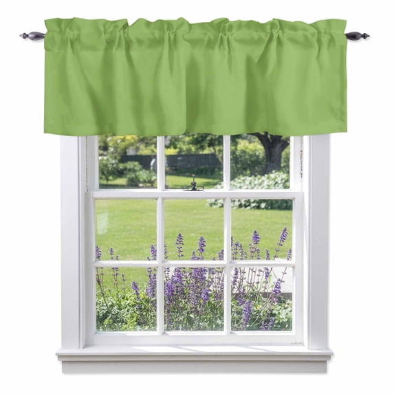 Abstract Solid Color Valance Curtain 1 Panel, Simple Avocado Green Low ...