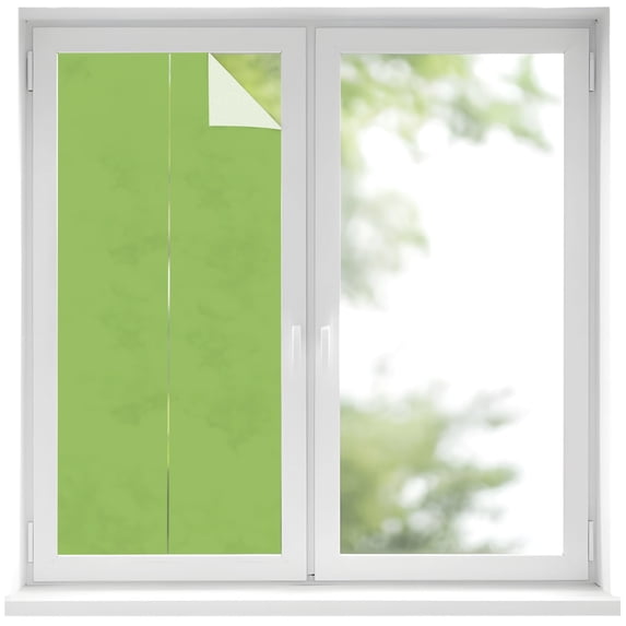 Abstract Solid Color Window Privacy Film, Simple Avocado Green Low ...