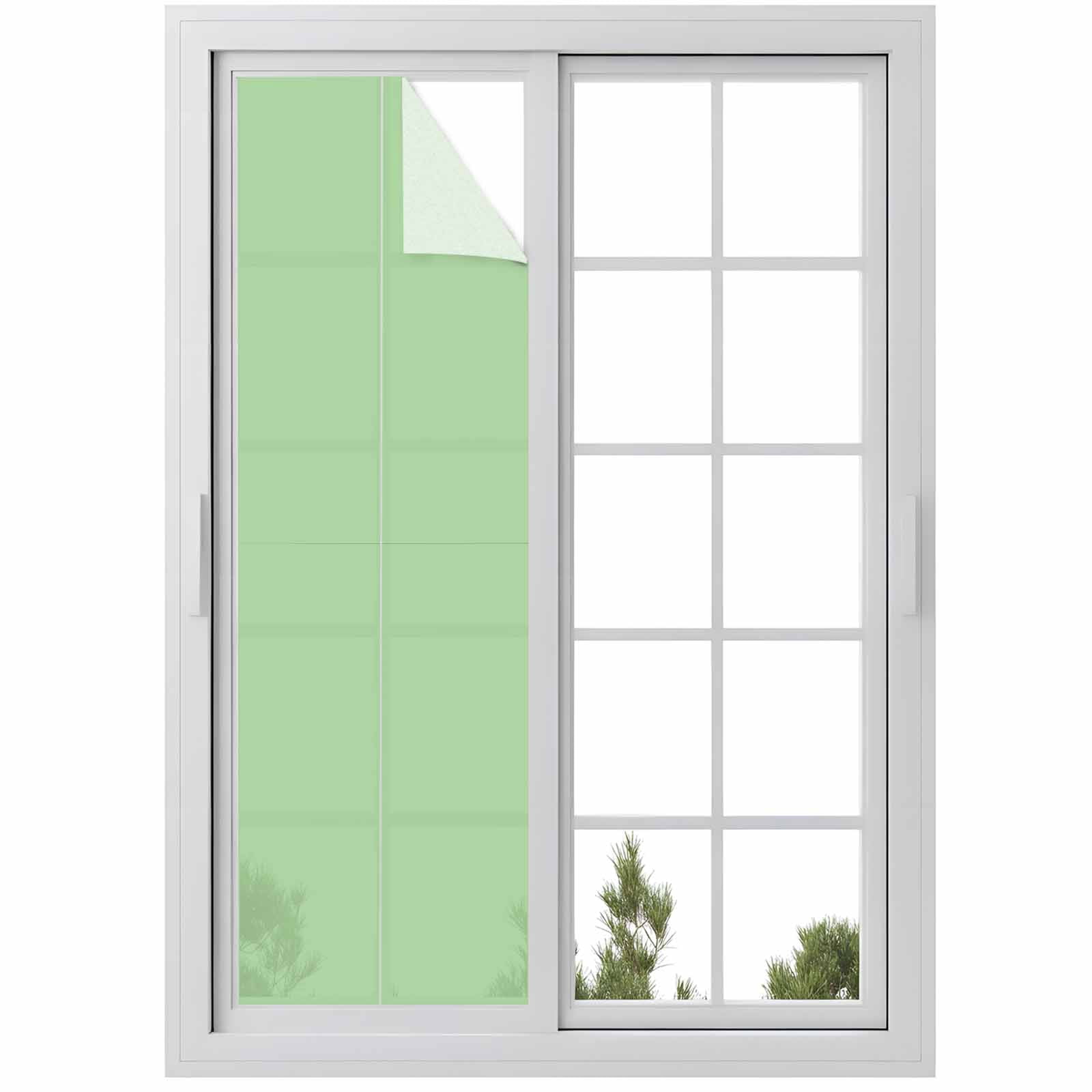 Abstract Solid Color Window Privacy Film, Simple Avocado Low Saturation ...