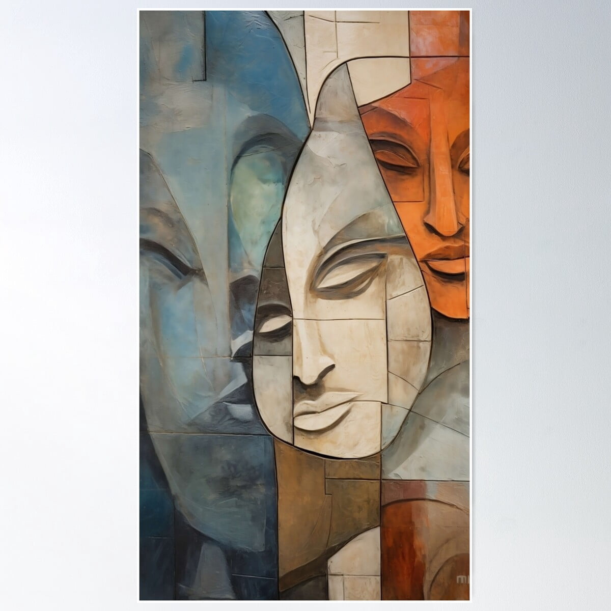 Abstract Sorrow Faces Poster Wall Art, Modern Wall Decor For Living ...