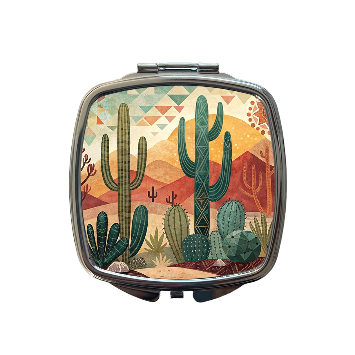 Abstract Southwestern Cactus Desert Design Travel Makeup Handbag Purse ...