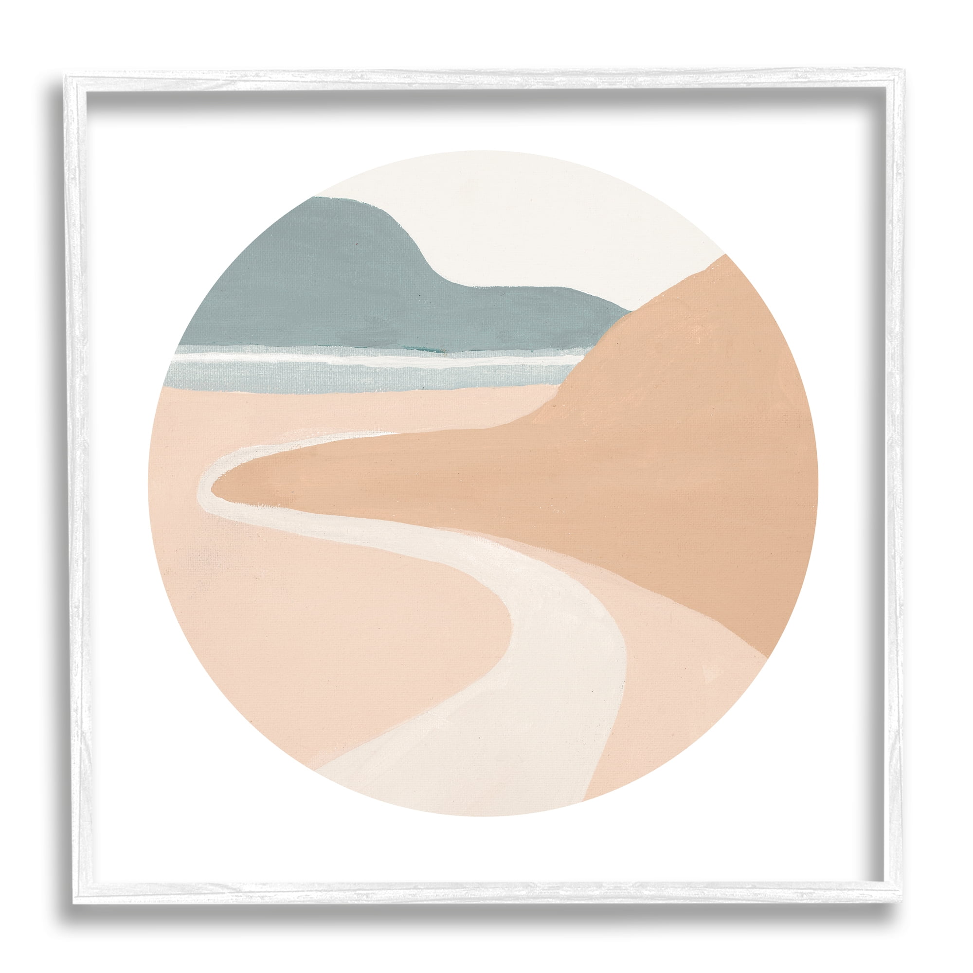 Abstract Southwestern Coastal Path Landscape Tan Blue Landscape Framed ...