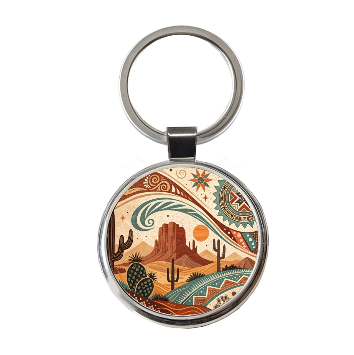 Abstract Southwestern Design Metal Round Keychain - Walmart.com