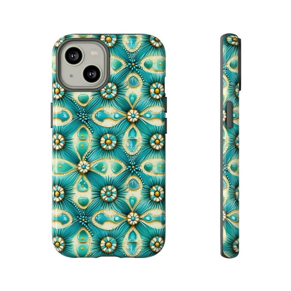 Abstract Southwestern Turquoise Pattern iPhone Case 17 through 11 Pro ...