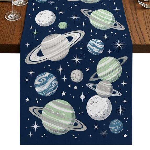 Abstract Space Burlap Cotton Table Runner 18x72 Inches Long, Modern ...