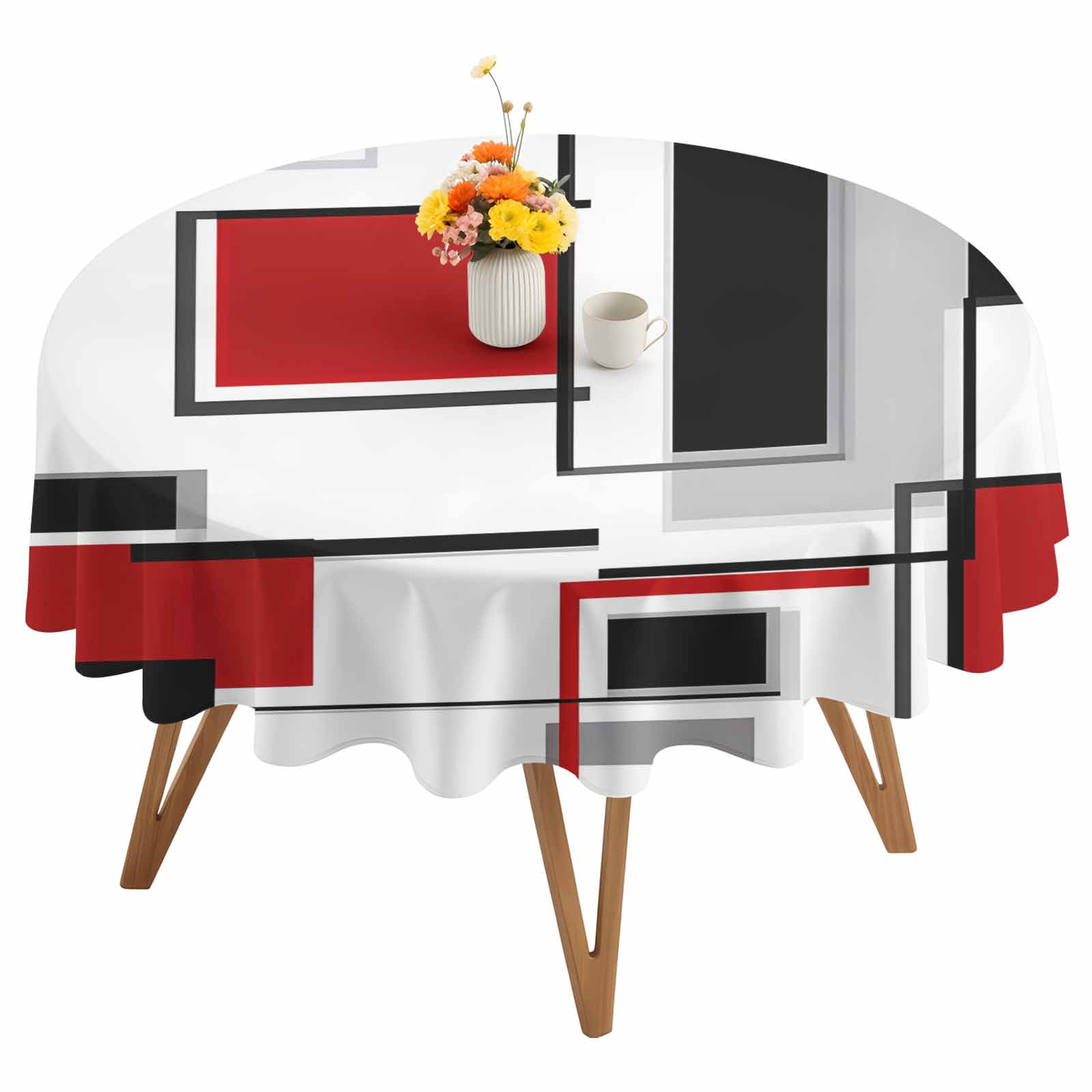 Abstract Space Design Sense Round Tablecloth 54 inches Red Black ...