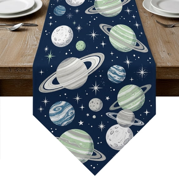 Abstract Space Table Runner Linen Burlap Table Runner 48 Inches Long ...