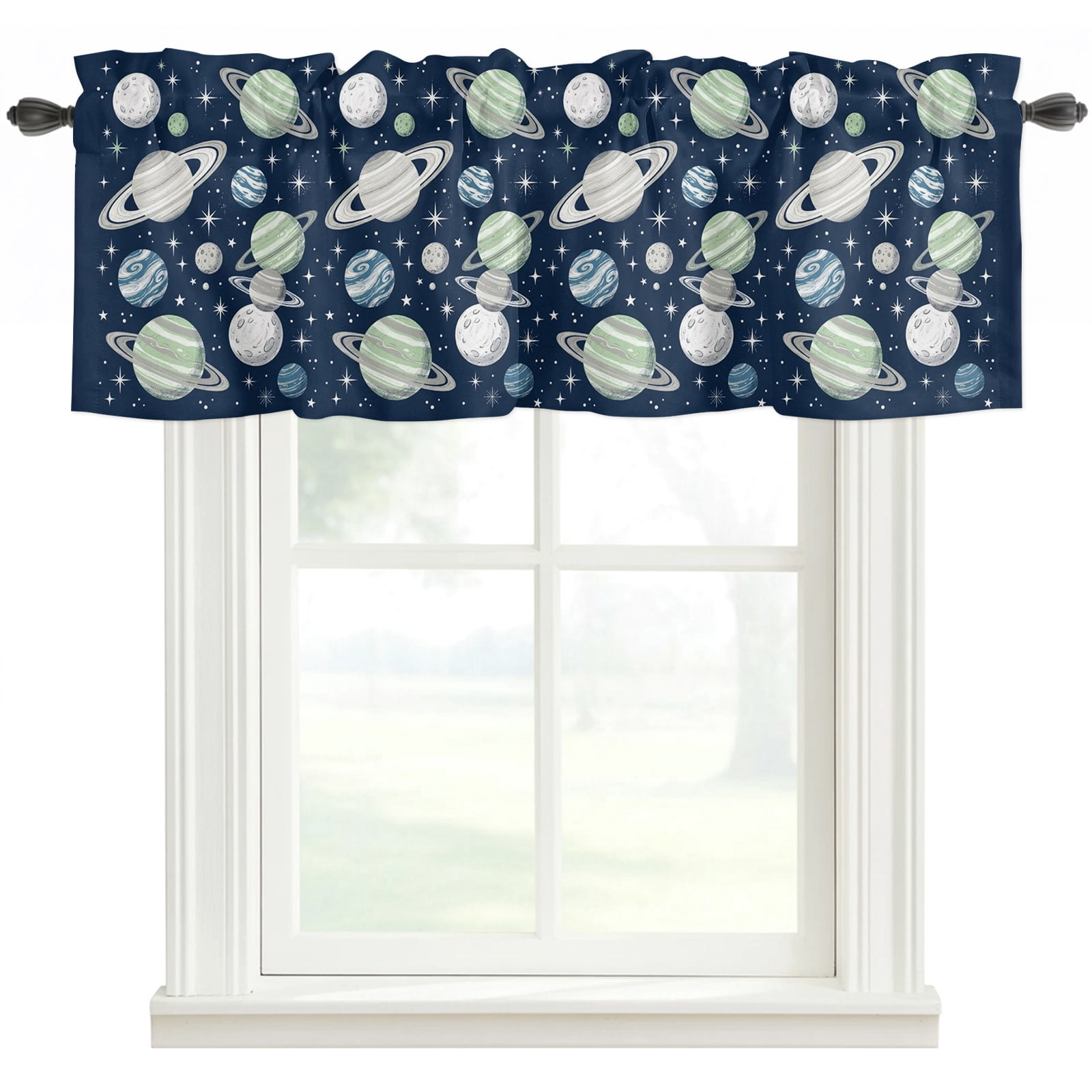 Abstract Space Valances for Windows Farmhouse Kitchen Curtains Valances ...