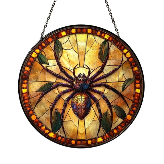 Abstract Spider Web Decorative Window Hanging – Stained Glass Style ...