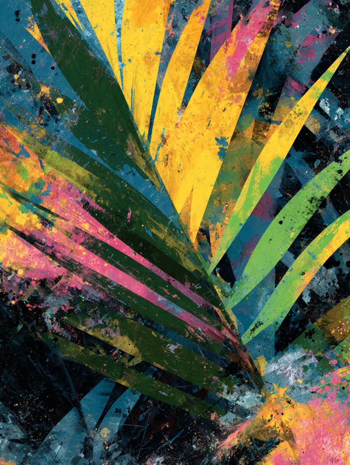 Abstract Splash Palm Leaf Decorative Canvas Print, Perfect for Living ...