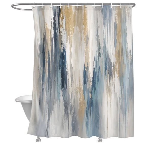 Abstract Splashes Shower Curtain, Denim Blue Vertical Paint Streaks ...