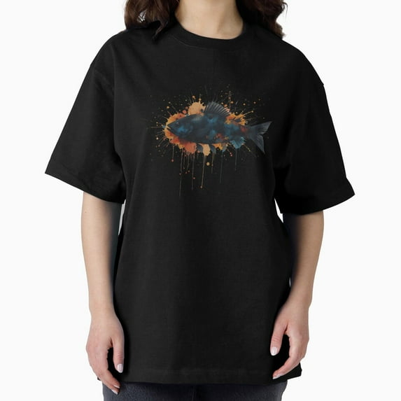 Abstract Splatter Fish Design Ocean Marine Animal Art Unique T-Shirt ...