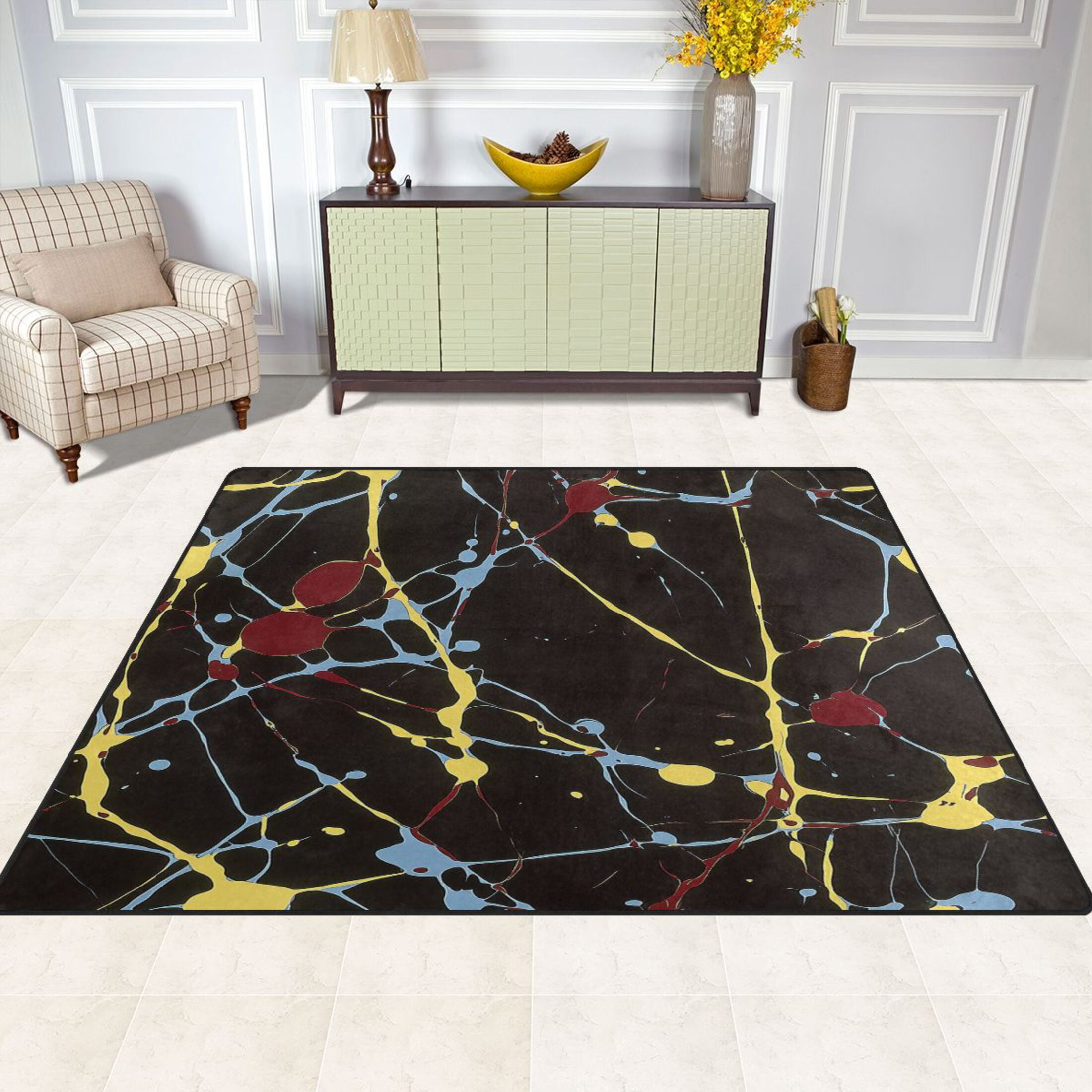 Abstract Splatter Paint Pattern 80''x58'' Extra Large Plush Memory Foam ...