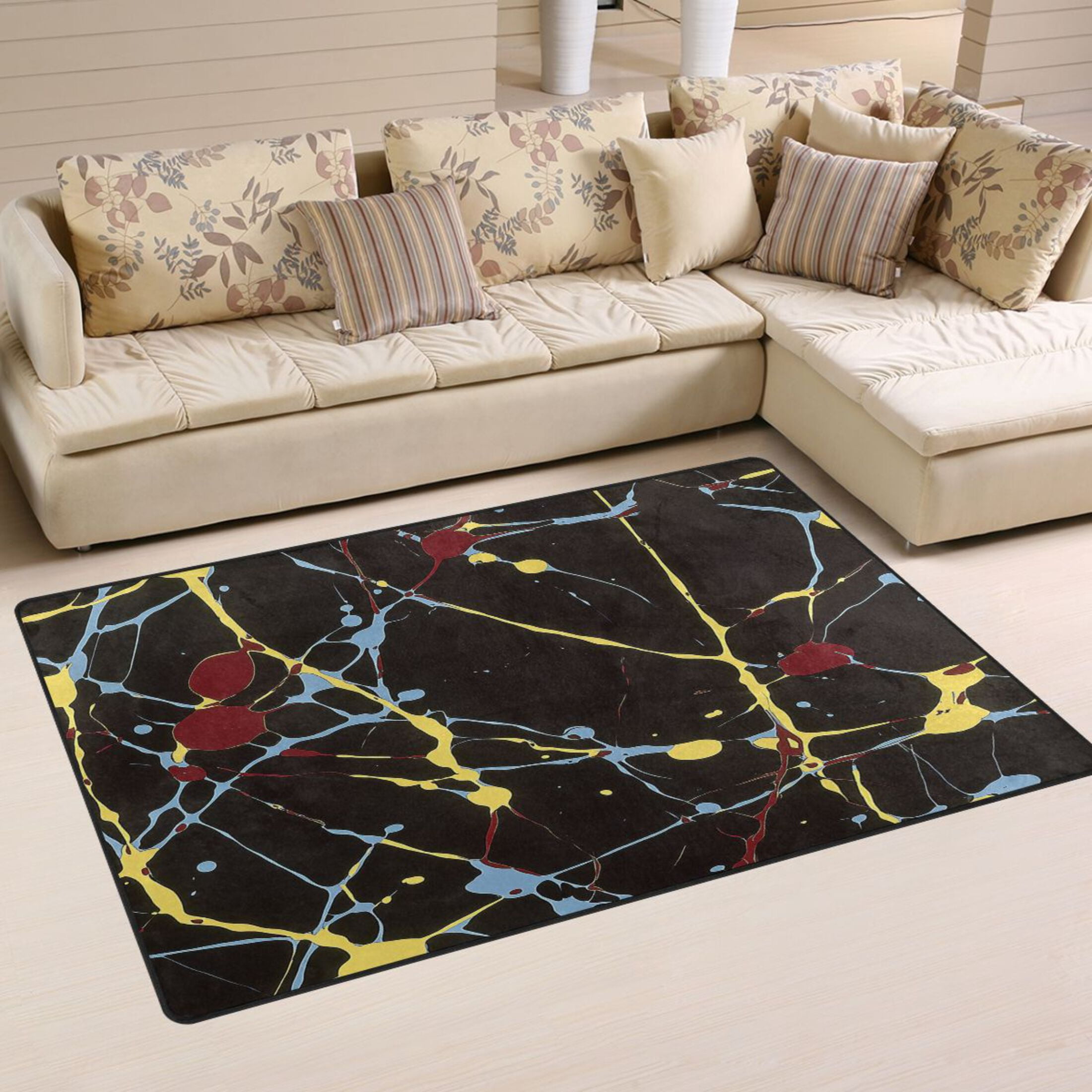 Abstract Splatter Paint Pattern Soft Polyester Area Rug 31''x20'', Non ...