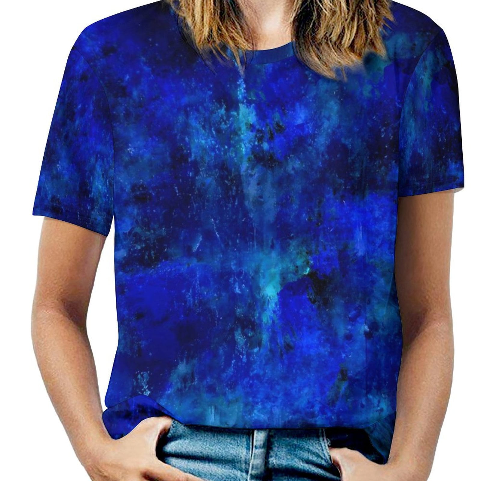 Abstract Splatter Paint T-Shirt Black and Green Harajuku T Shirts Short Sleeve Street Fashion ...