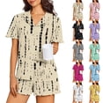 Abstract Splatter Print Pajama Set for Women - Short Sleeve Button Down ...