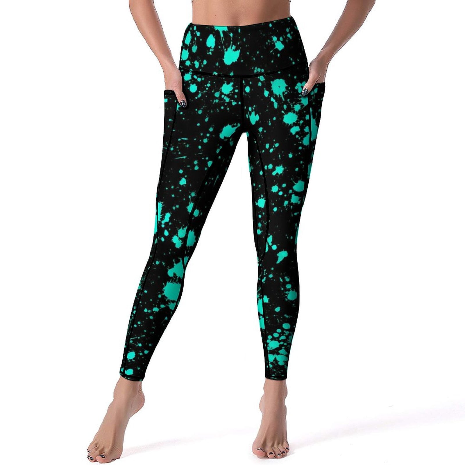 Abstract Splatter Yoga Pants Sexy Galaxy Art Print Design Leggings High ...