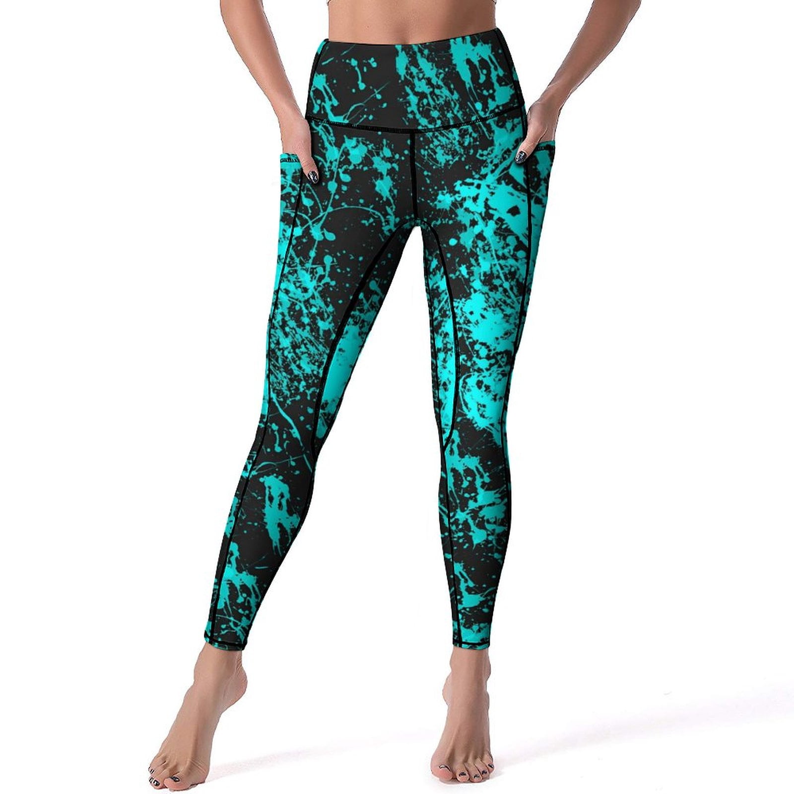 Abstract Splatter Yoga Pants Sexy Galaxy Art Print Design Leggings High ...