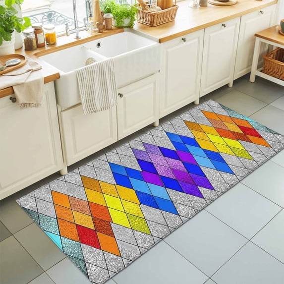 Abstract Splicing Glasses Diamond Rectangle Rug 2'x6' Geometric Art ...