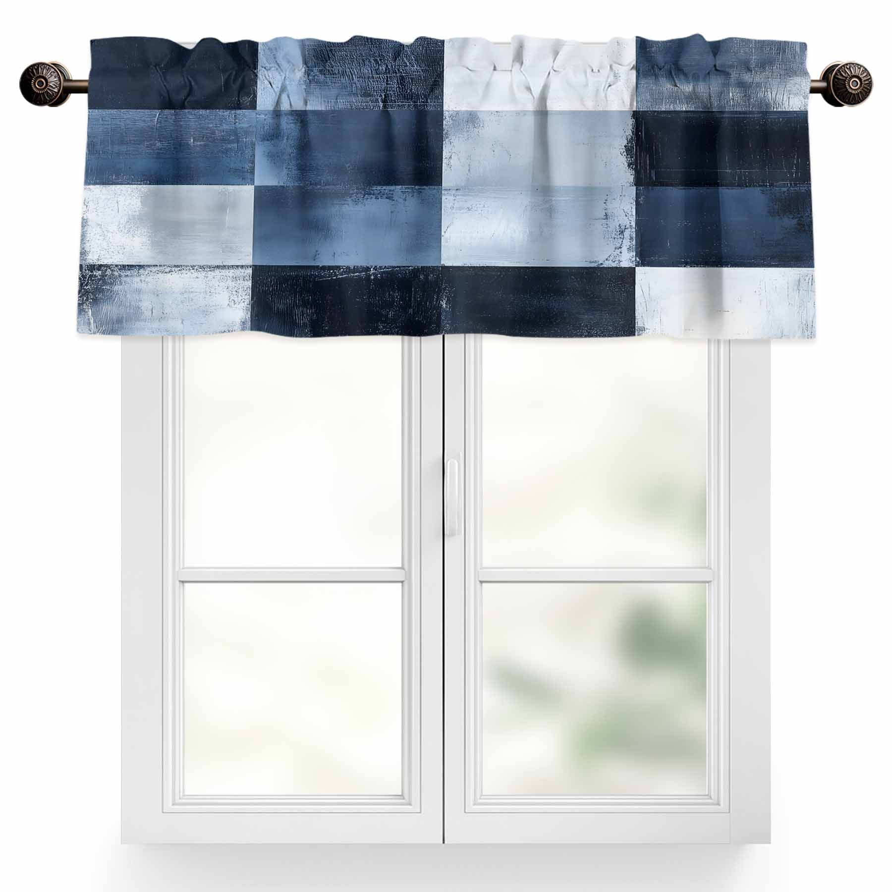 Abstract Splicing Plaid Valances for Windows, 42 x 18in, Watercolor ...