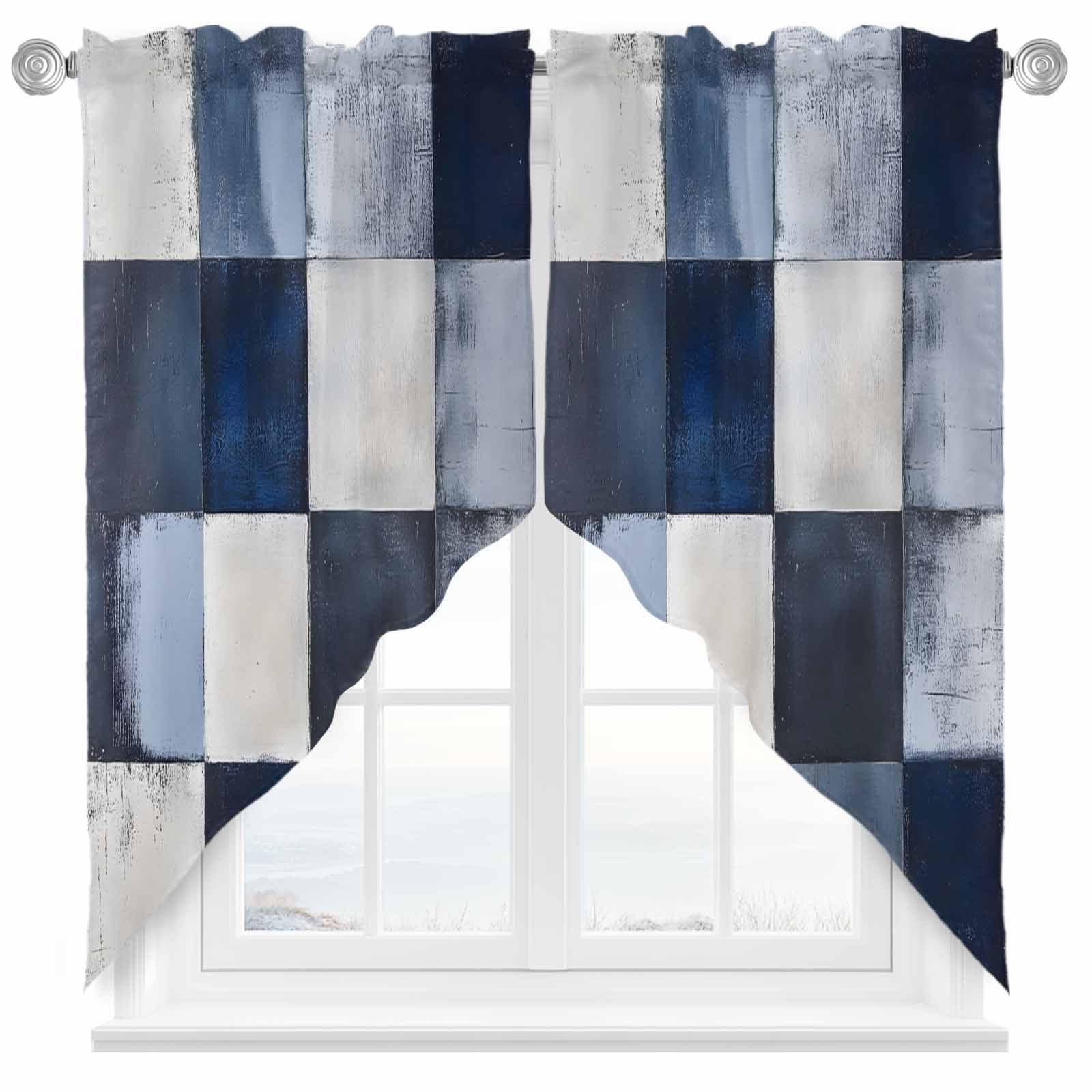 Abstract Splicing Swag Valances for Windows 2 Pack Retro Blue White ...