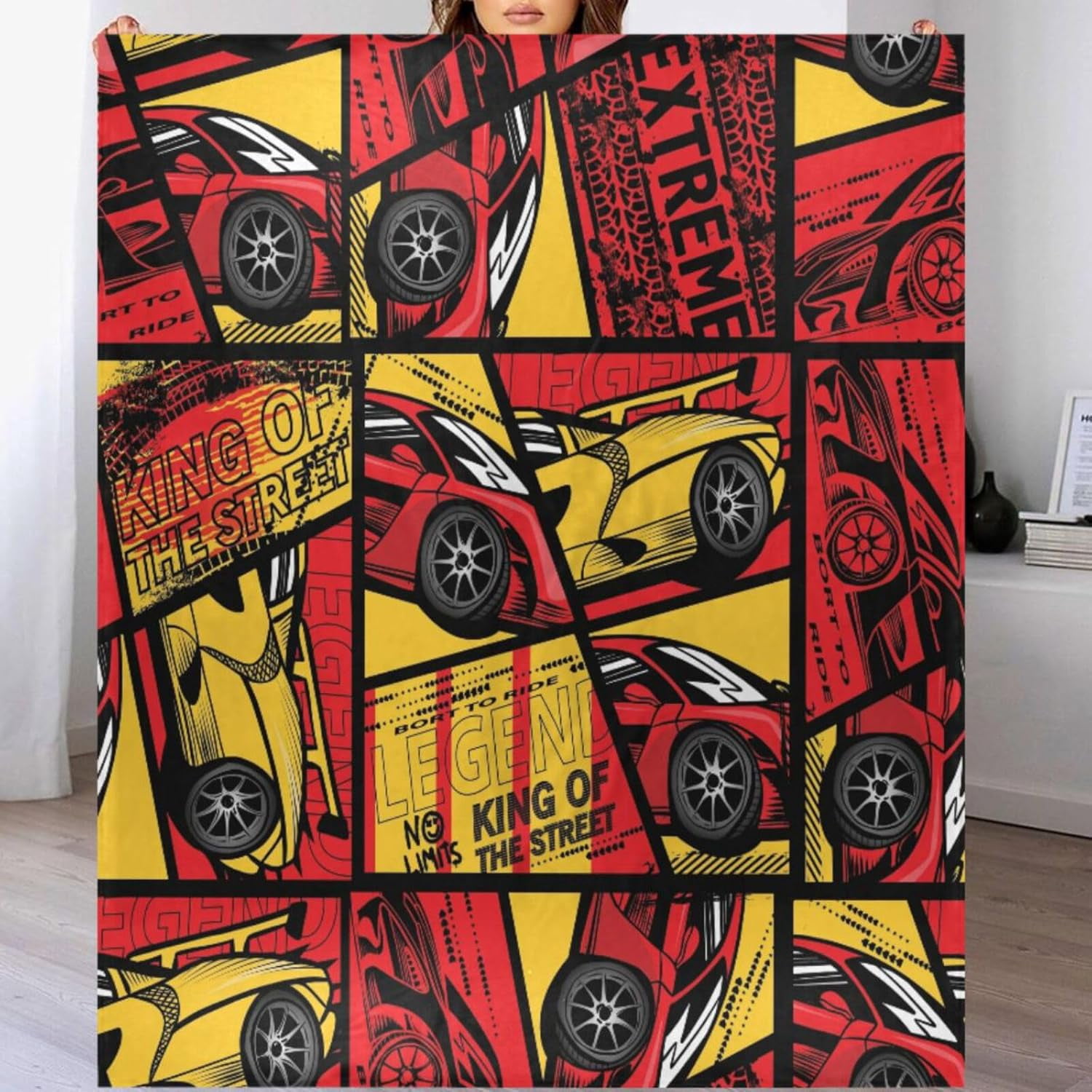 Abstract Sport Cars Throw Blanket for Couch 50x60 Inches Doodles ...