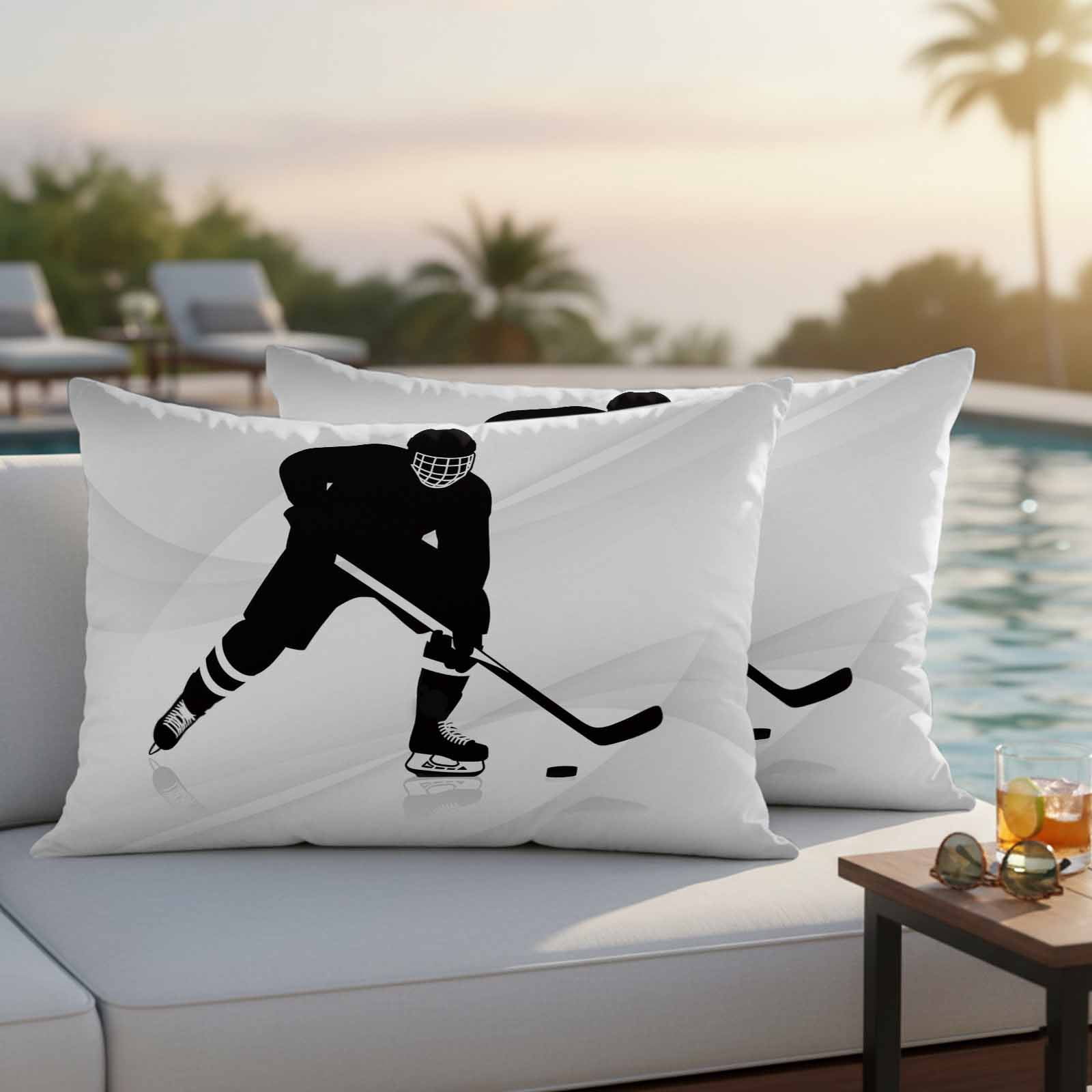 Abstract Sports Outdoor Throw Pillow Covers Set of 2, Athletes Hockey ...