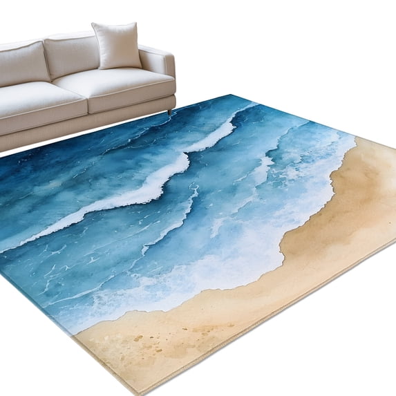 Abstract Spray Area Rugs 5x8ft Blue White Waves Ocean Seaside ...