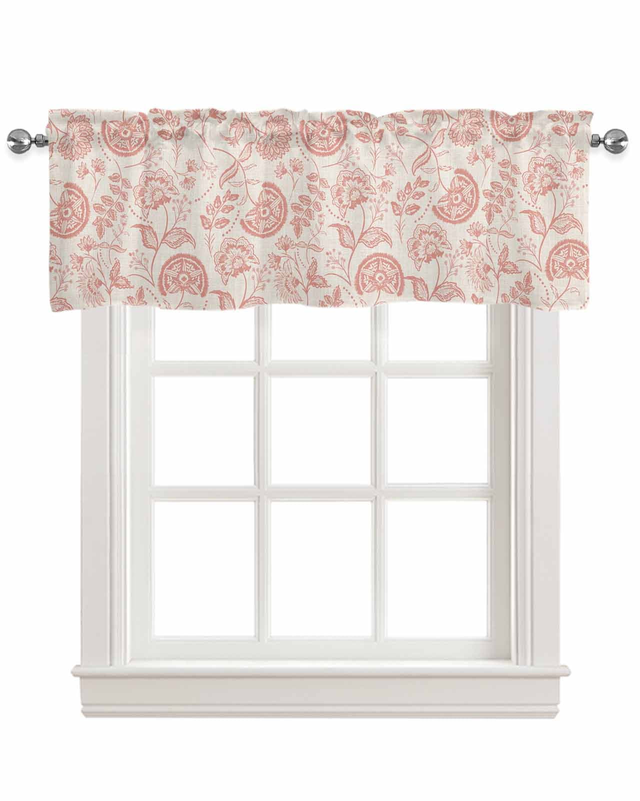 Abstract Spring Floral Kitchen Valances for Windows Farmhouse Linen ...