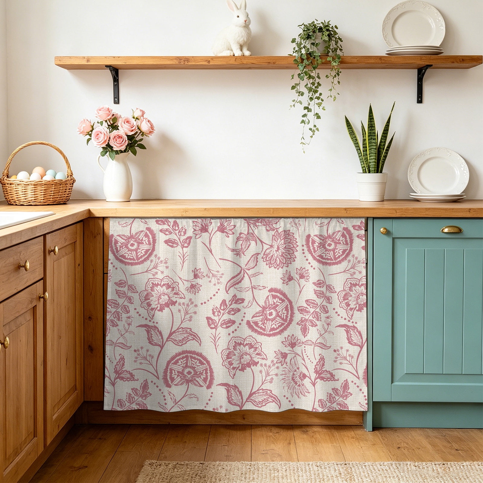 Abstract Spring Floral Sink Skirt 11"Wx13"L,Dustproof Under Sink ...