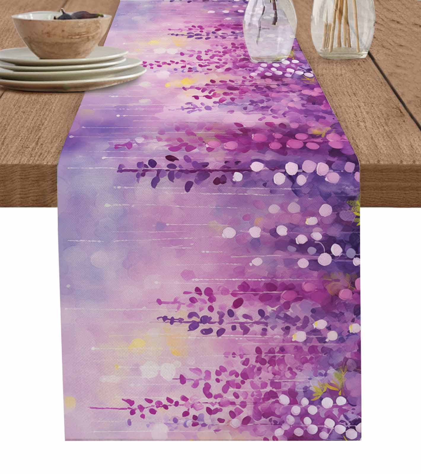 Abstract Spring Flower And Plant Oil Painting Table Runner ration Home r Dinner Table ration ...