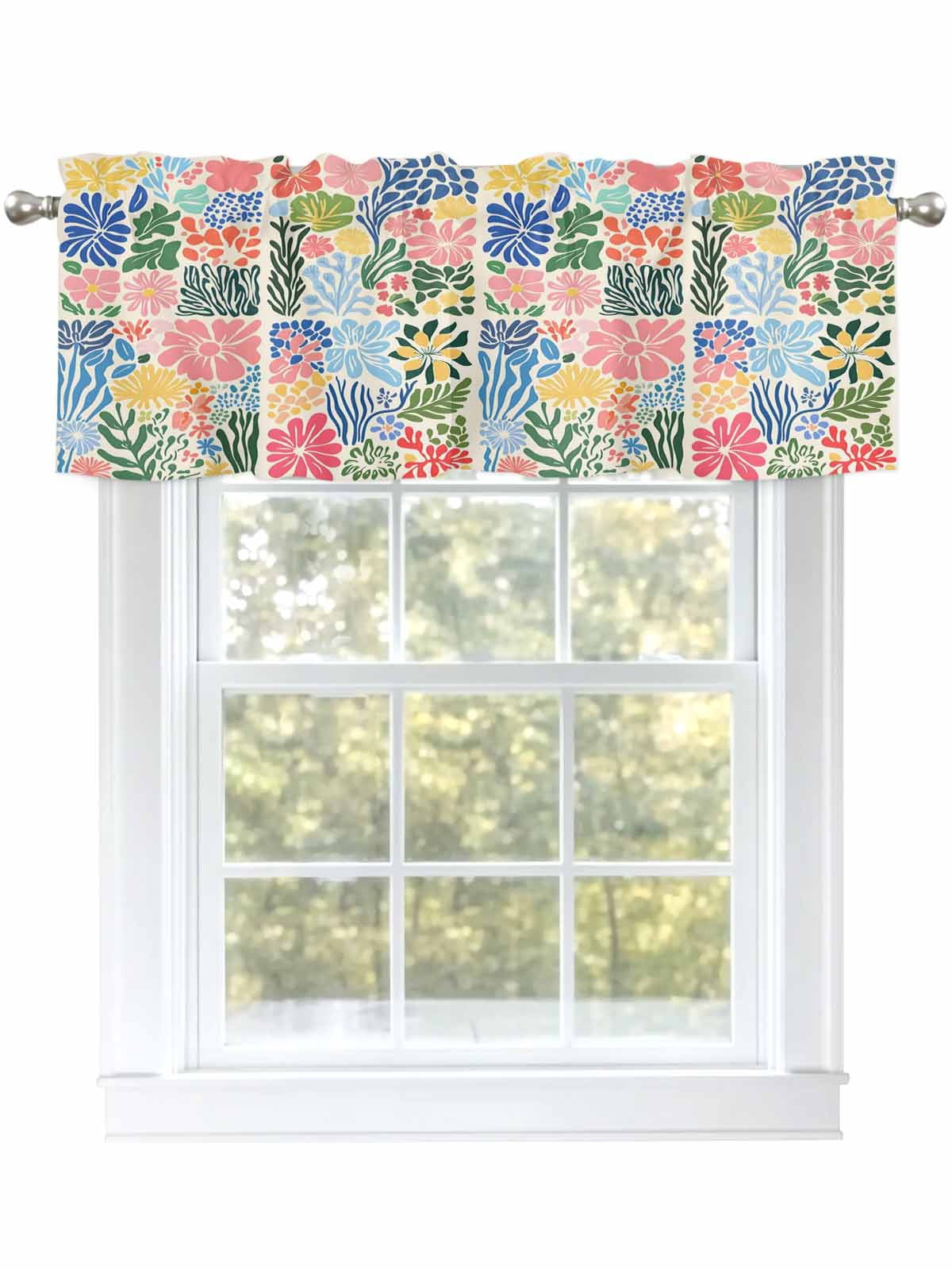 Abstract Spring Flower Valances for Windows Retro Colorful Simple Print ...