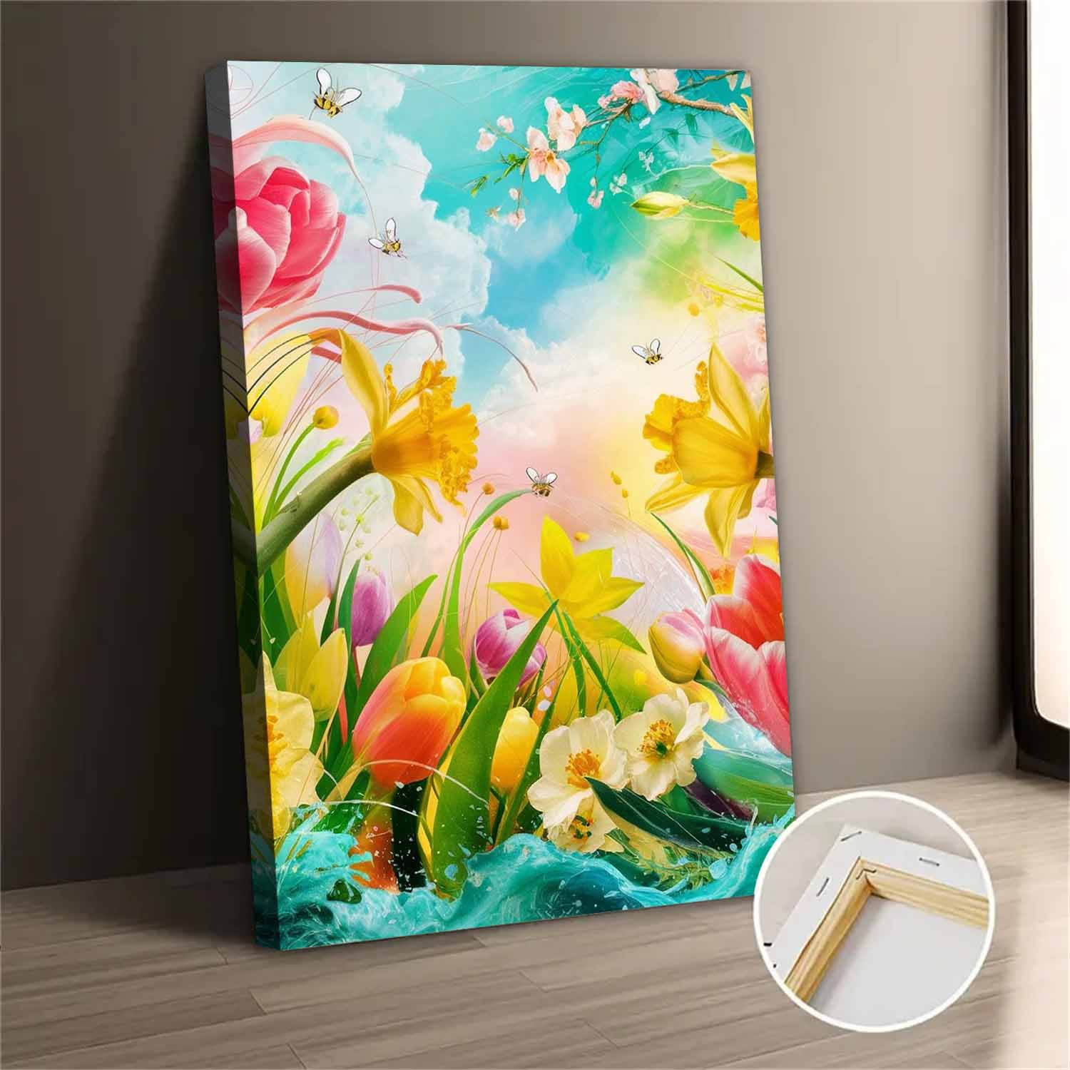 Abstract Spring Flowers Canvas Wall Art For Bedroom Living Room Decor ...