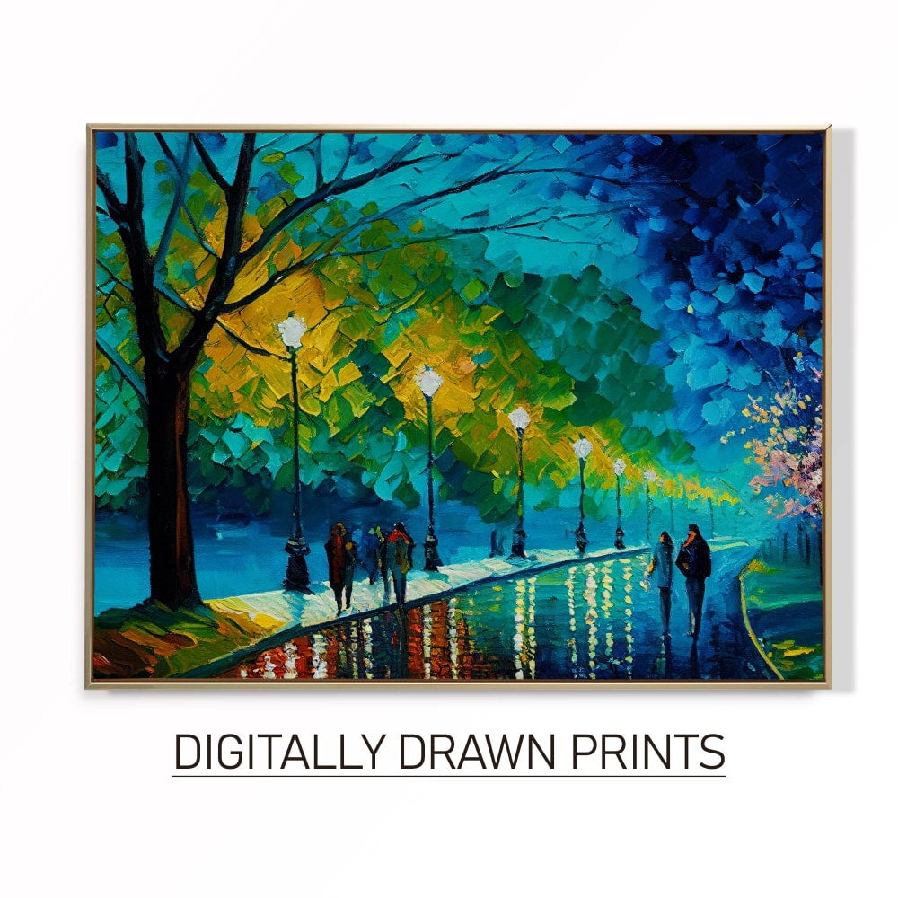 Abstract Spring Night Moody Landscape Home Decor Colourful Wall Art ...