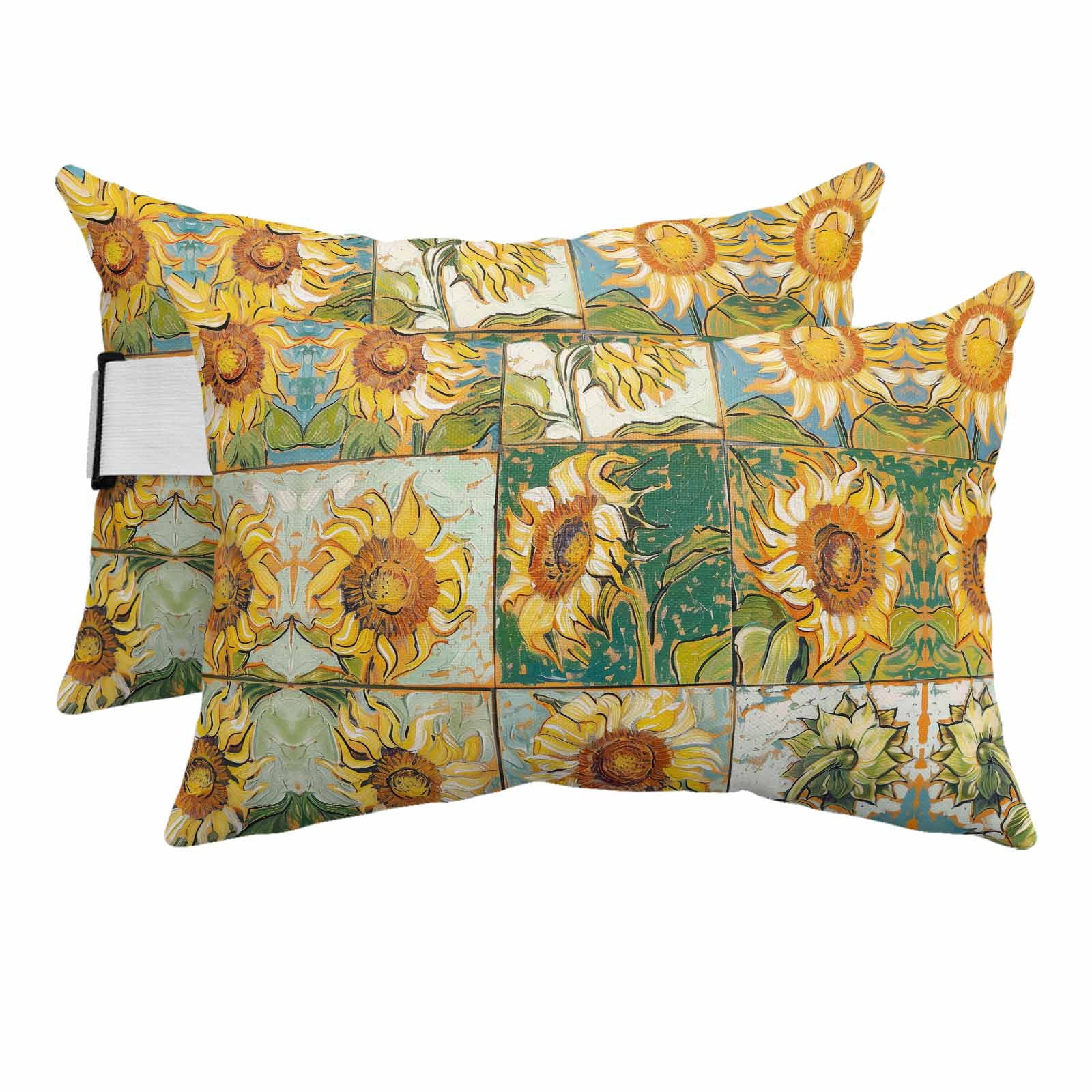 Abstract Spring Watercolor Sunflower Outdoor Pillow for Chaise Lounge ...