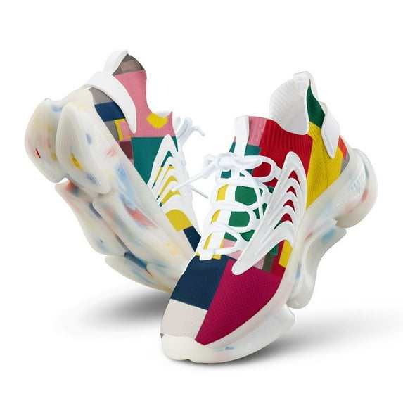 Abstract Square Art Walking Shoes for Men Woman Lightweight Tennis ...