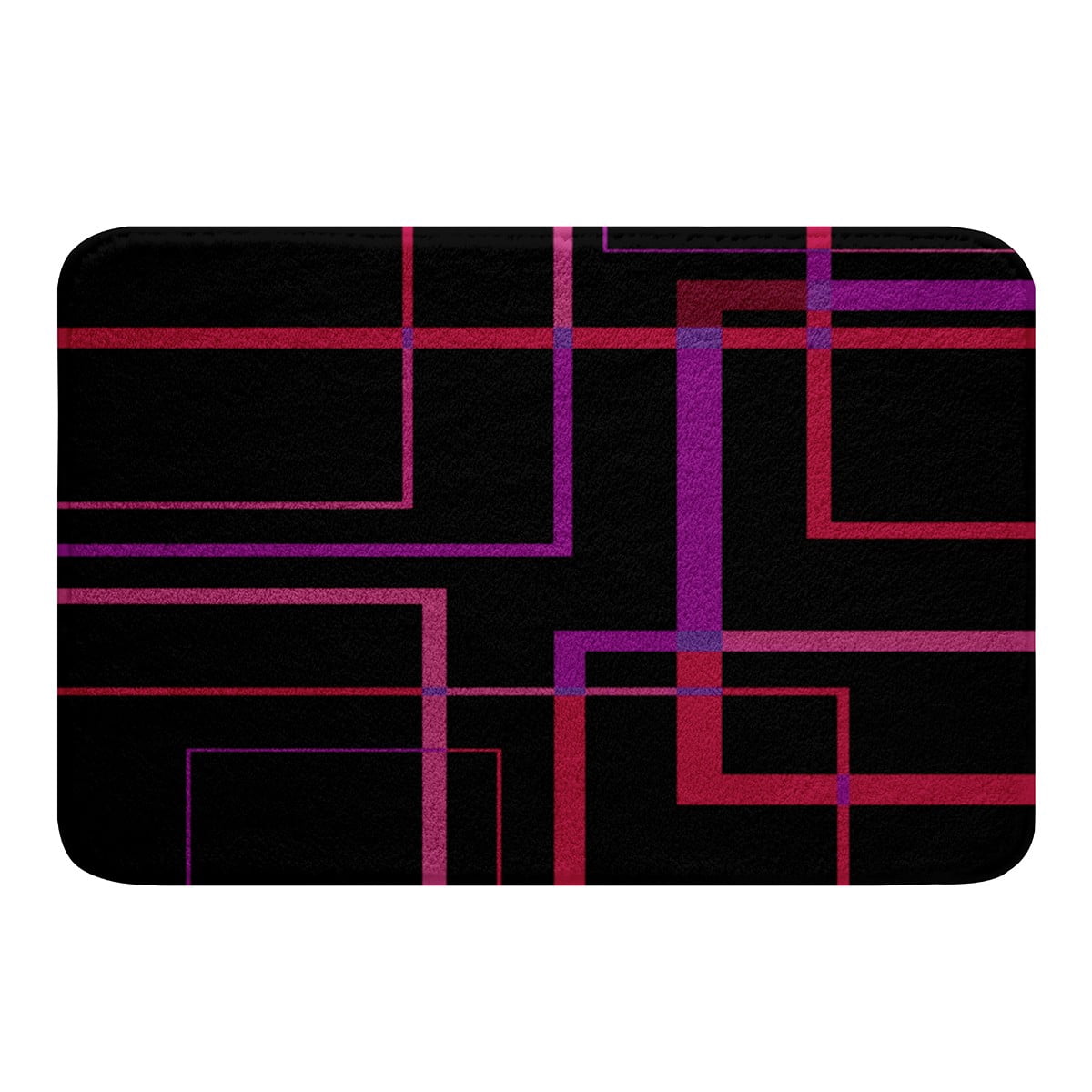 Abstract Square Bathroom Rug Non Slip Black and Hot Pink Red Bath Mat ...