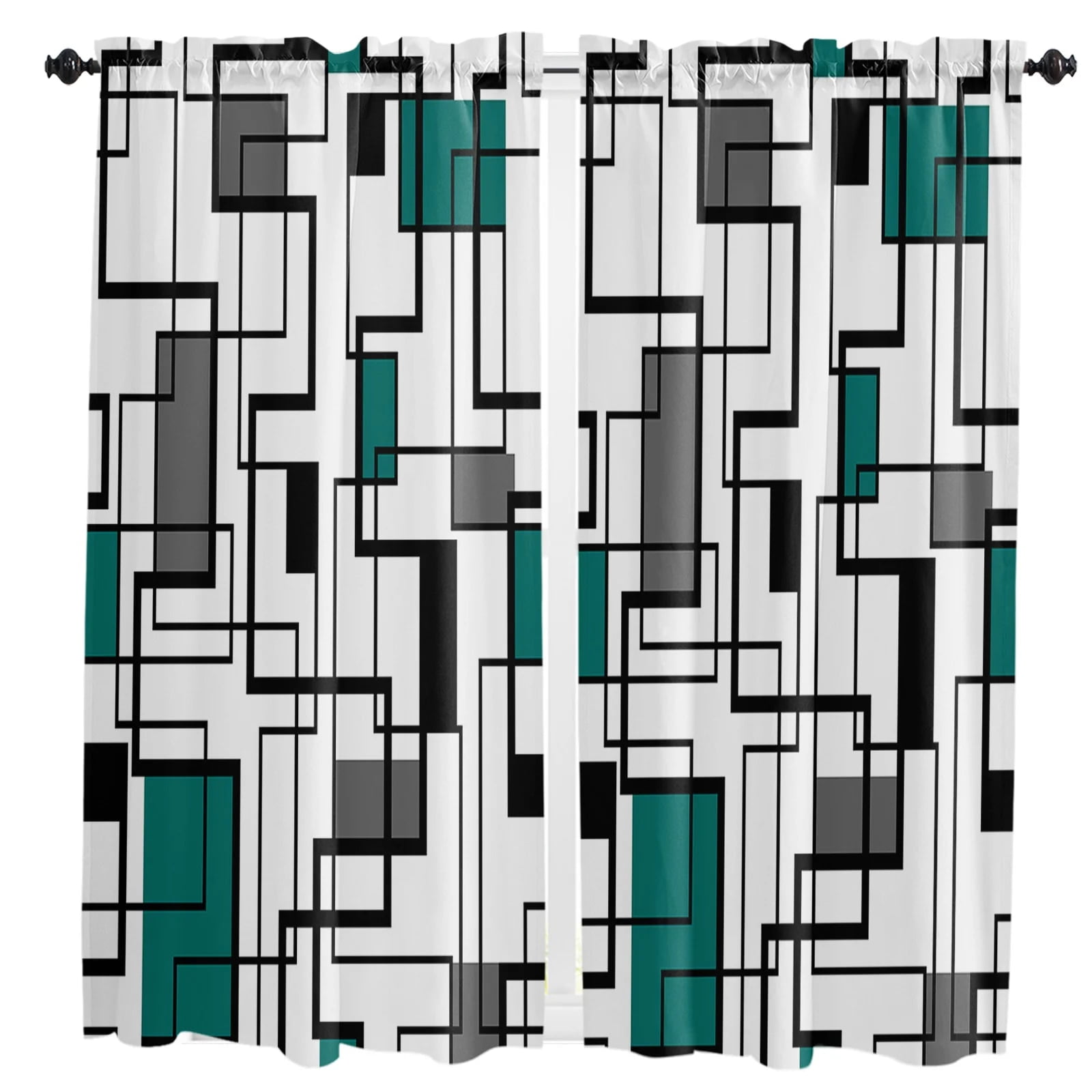Abstract Square Modern Art Duck Green Curtain Home Decoration Living ...