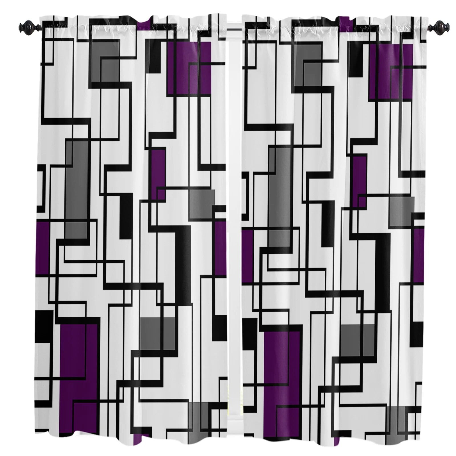 Abstract Square Modern Art Purple Curtain Home ration Living Room Short ...