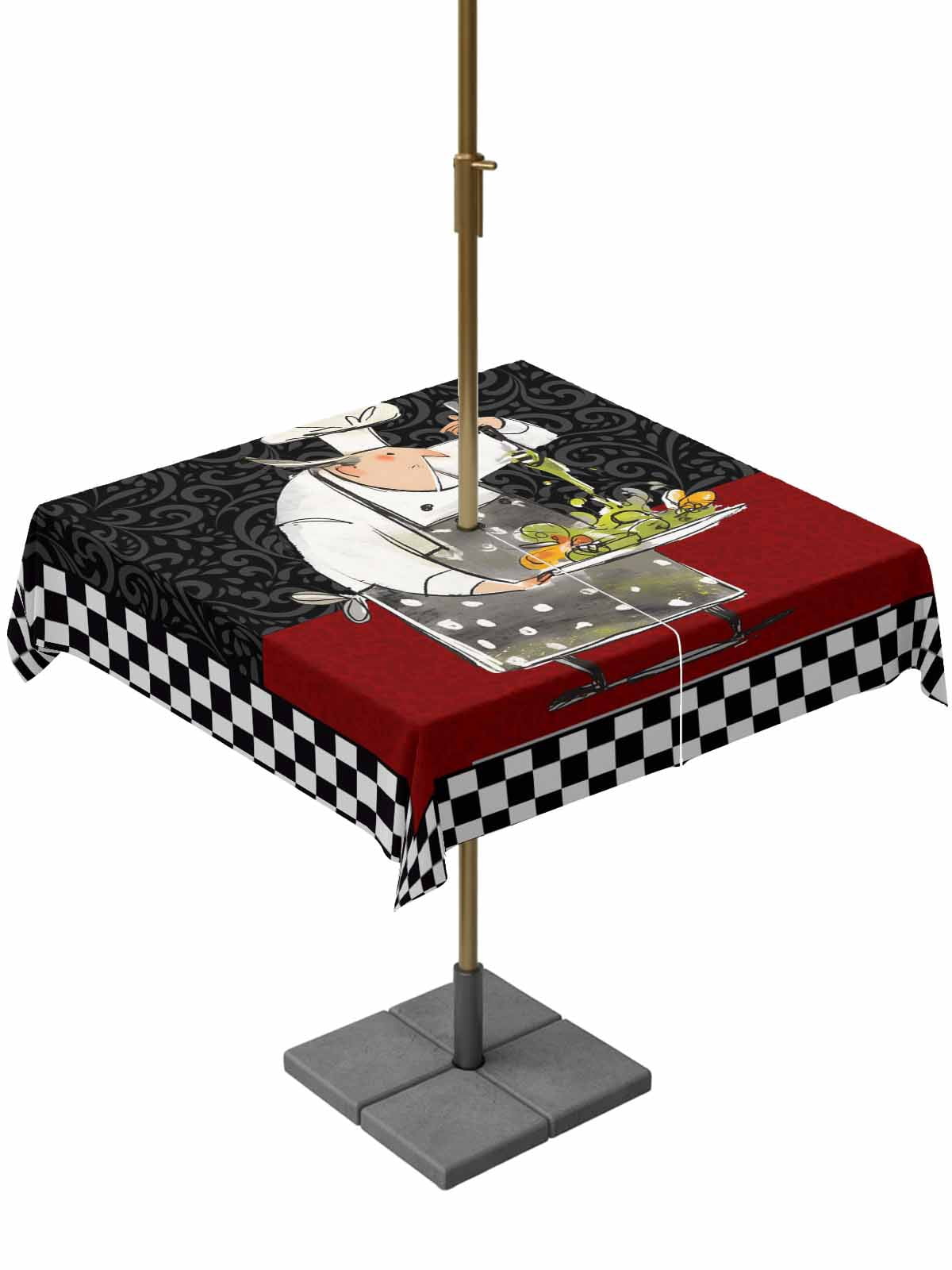 Abstract Square Outdoor Tablecloth with Umbrella Hole Cartoon Style ...
