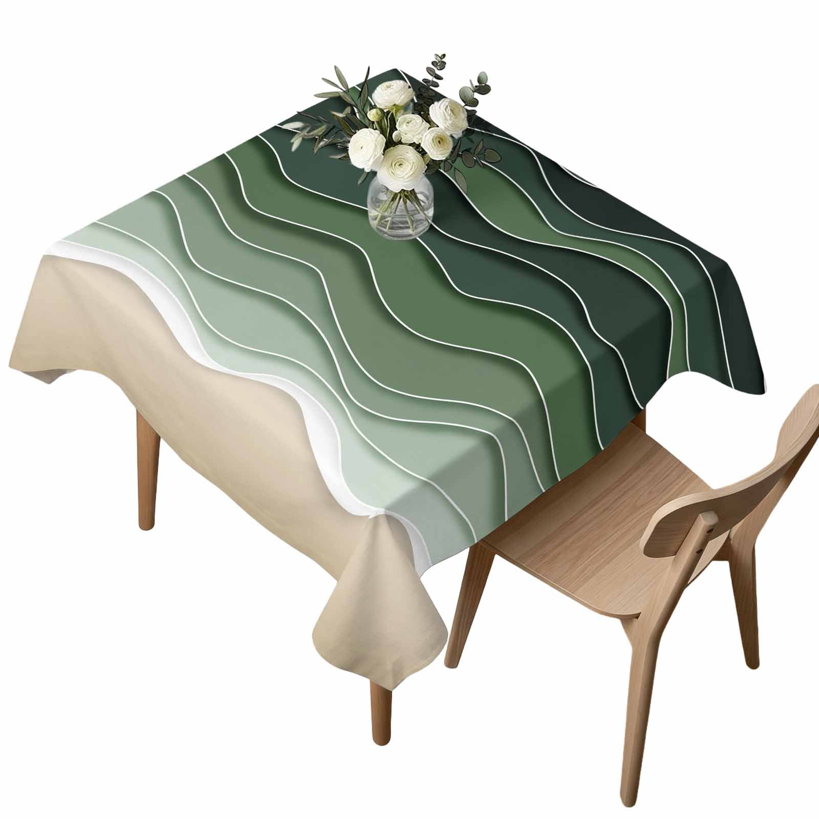 Abstract Square Tablecloth Sage Green Brown Gradient Ocean Waves ...