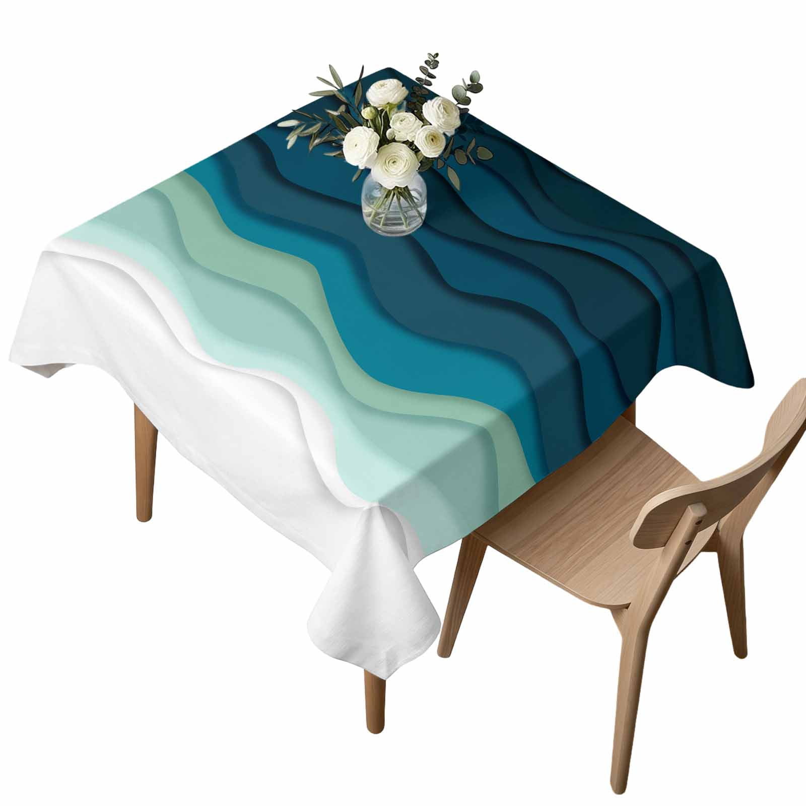 Abstract Square Tablecloth Water Duck Green Gradient Ocean Waves ...