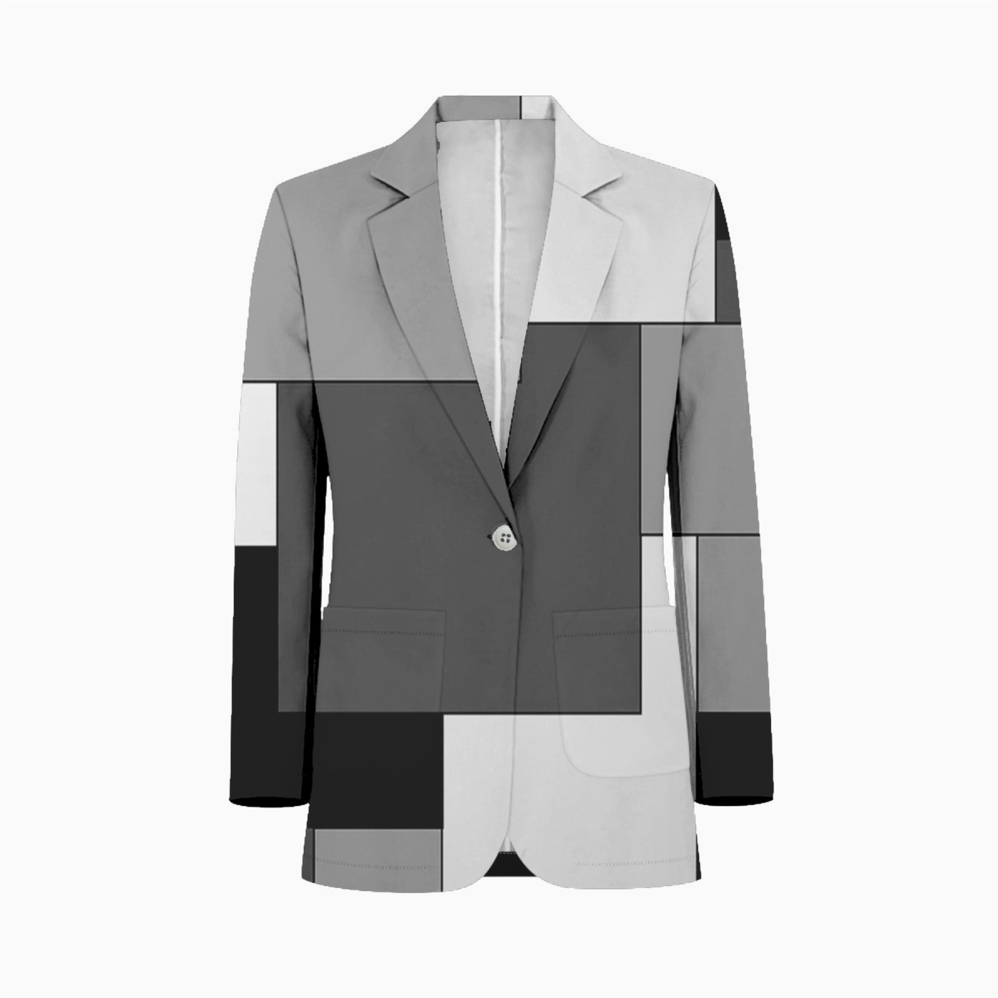 Abstract Squares Black Grey Printed Customized Men's Suits full man ...