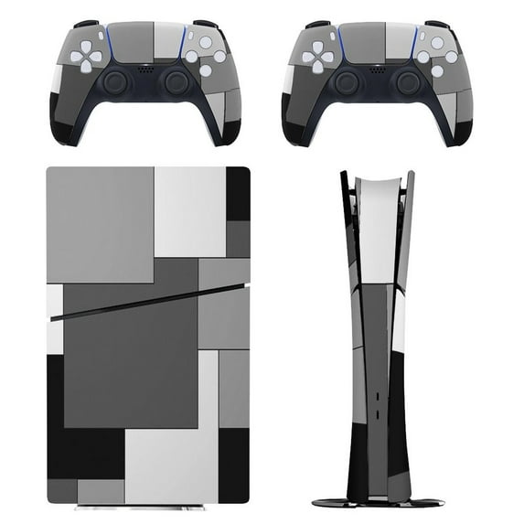 Abstract Squares Black Grey Printed PS5/PS5 Slim Digital Disc Skin ...