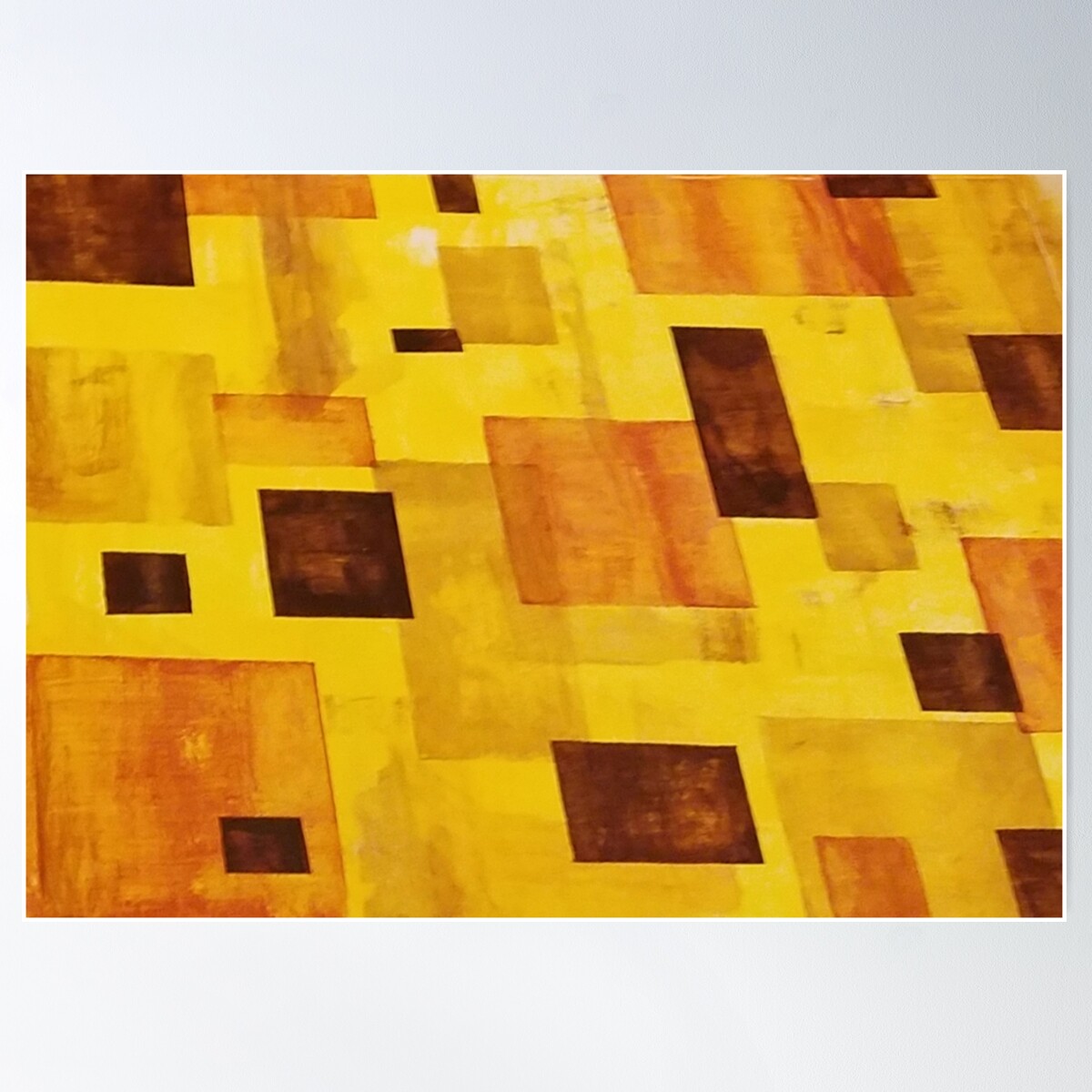 Abstract Squares Coffee Shop Poster Wall Art, Modern Wall Decor For ...