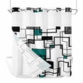 Abstract Squares No Hook Shower Curtain and Snap in Liner Set, Green ...